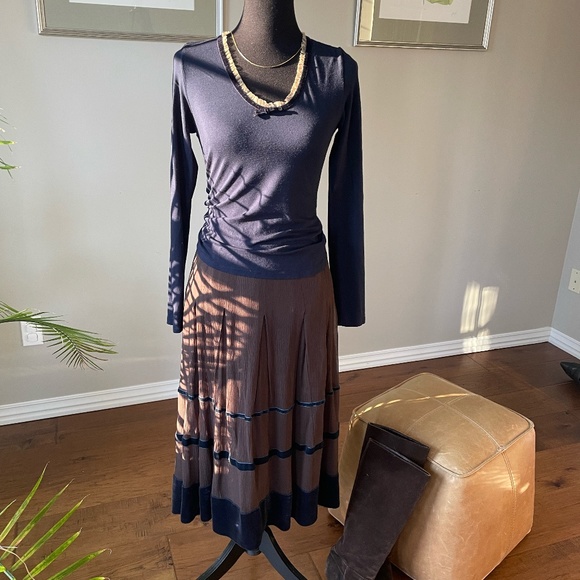 LK Bennett | Skirts | Lk Bennett Skirt And Top In Deep Brown And Navy ...